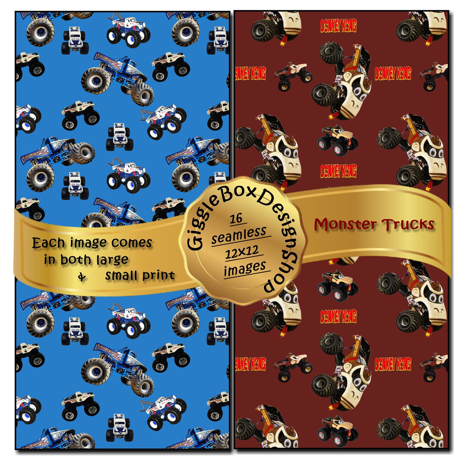 Monster Truck Monster Jam Seamless Sized for 12x12 - Etsy Canada