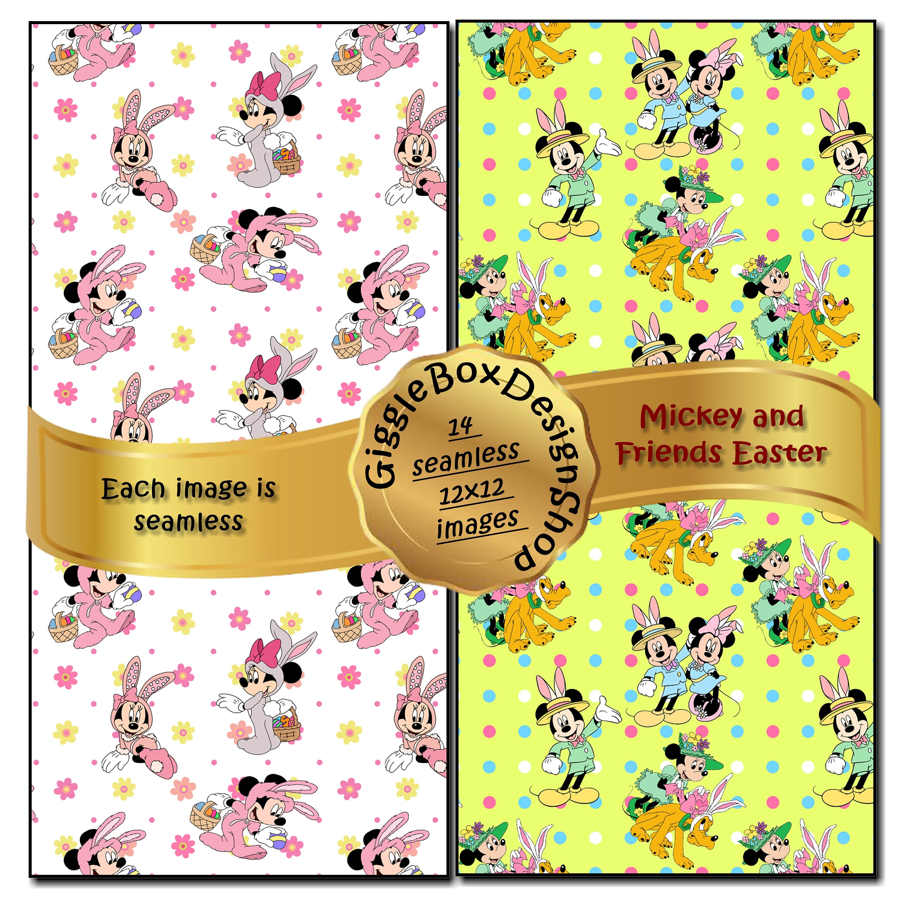 Mickey and Friends Easter Seamless Design Formatted for 12 X - Etsy