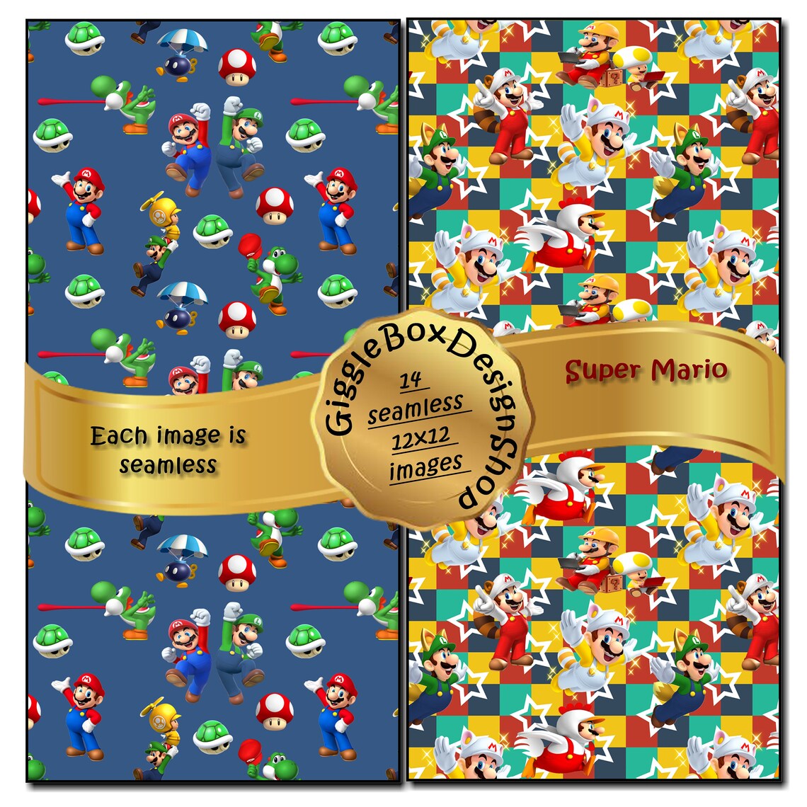 Super Mario Seamless Design Formatted for 12 X 12 by - Etsy