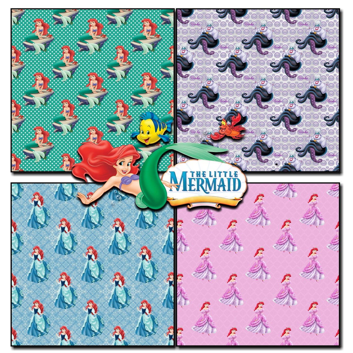 The Little Mermaid Seamless Party Printable Card Scrapbook - Etsy