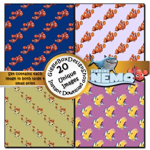 Finding Nemo Seamless Party Printable, Stationary, Cards, Digital Paper, Scrapbook Paper, 12x12 ...
