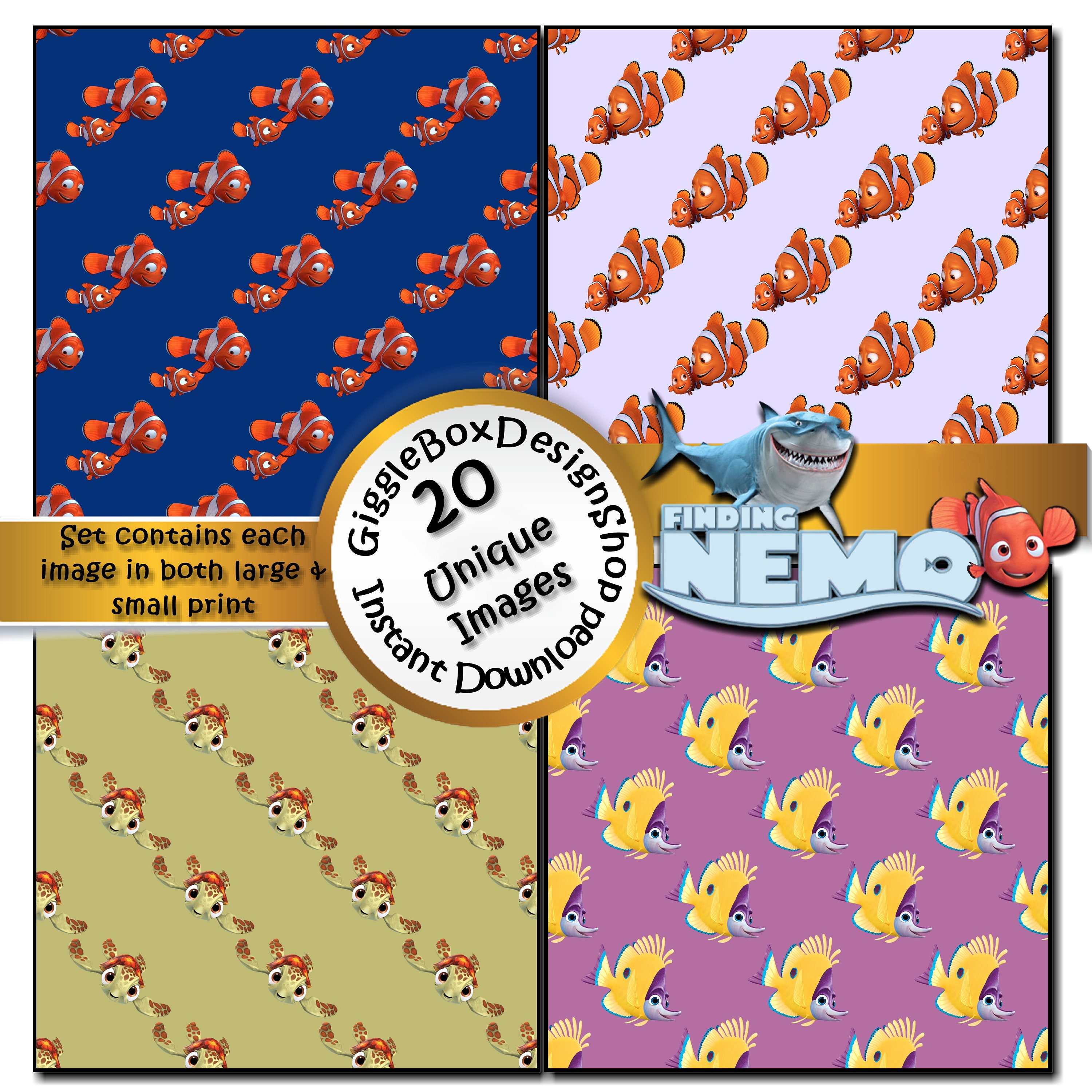 Finding Nemo Seamless Party Printable Stationary Cards - Etsy