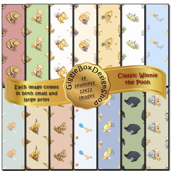 Classic Winnie the Pooh Seamless Design Formatted for 12 X | Etsy