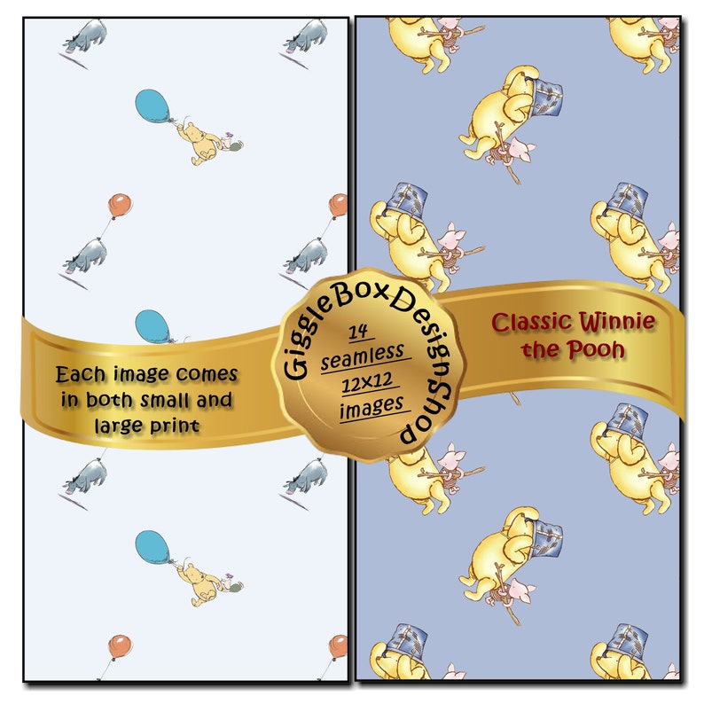 Classic Winnie the Pooh Seamless Design Formatted for 12 X | Etsy