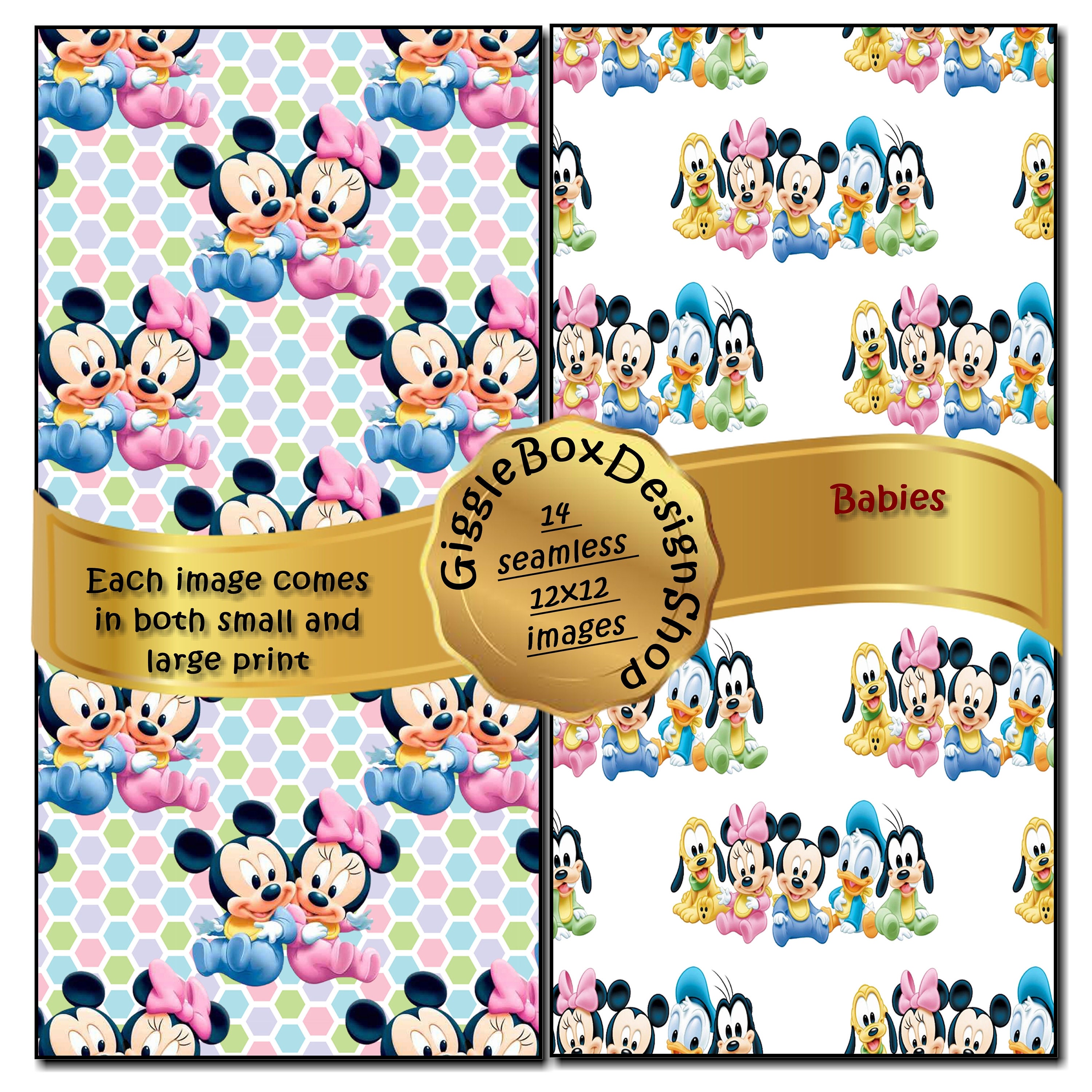 Babies Seamless Digital Paper Pack Mickey Scrapbook - Etsy