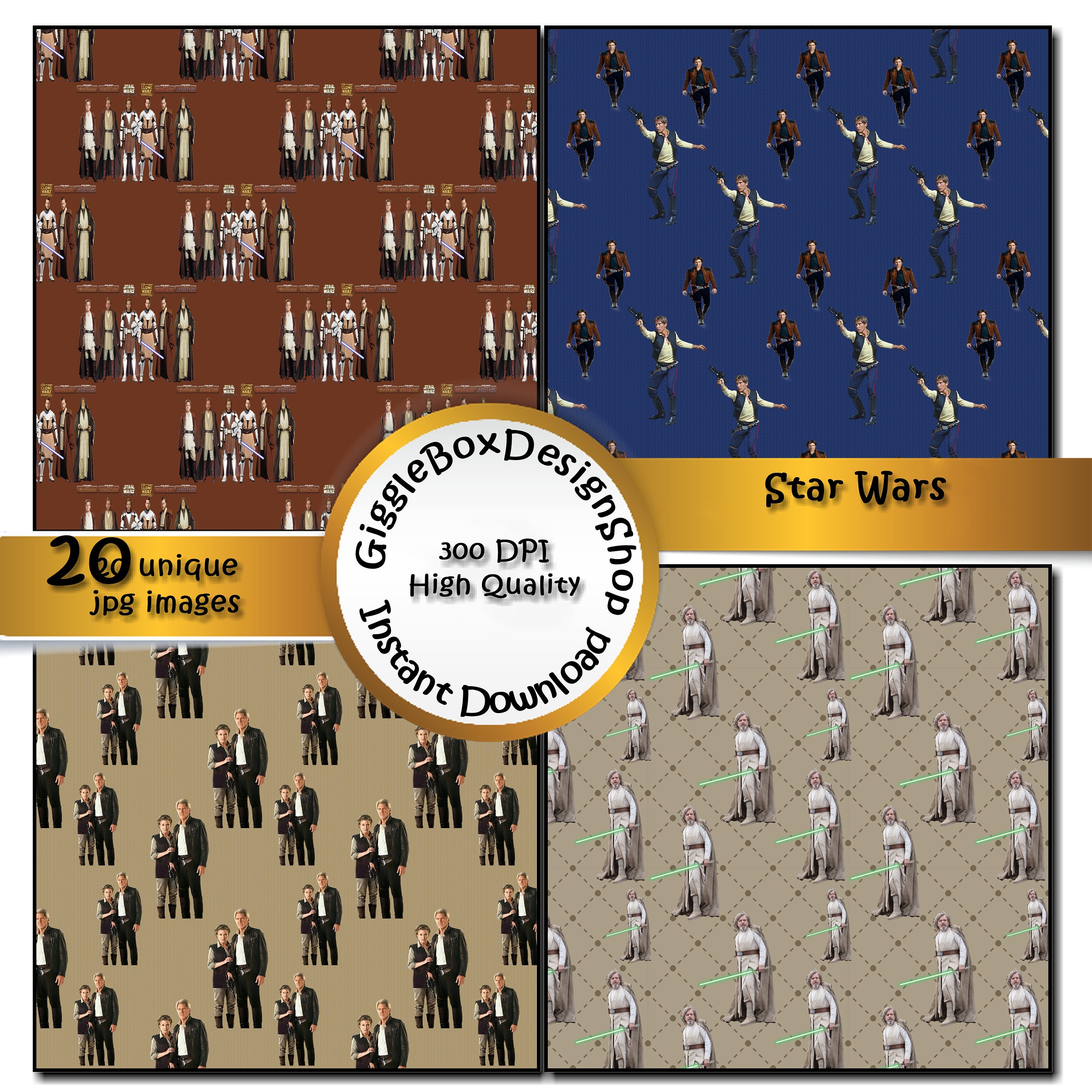 Star Wars Party Printable Stationary Card Making Digital - Etsy