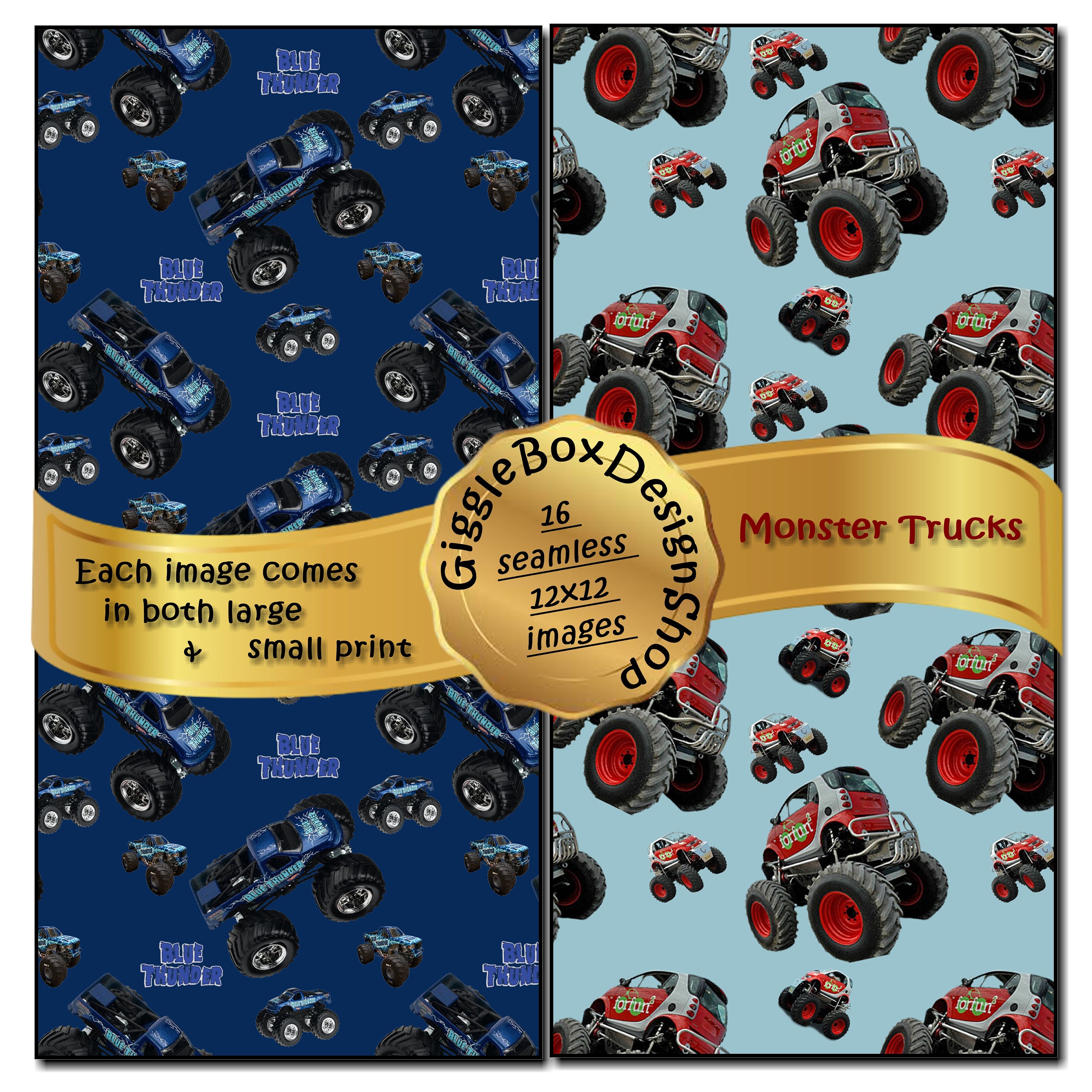 Monster Truck Monster Jam Seamless Sized for 12x12 - Etsy Canada