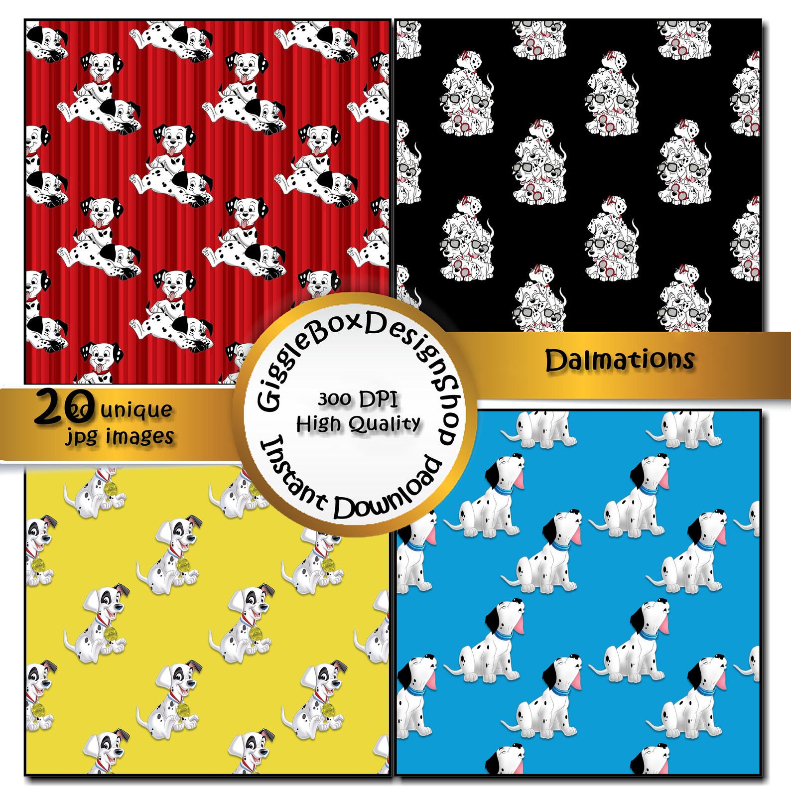 101 Dalmations Digital Paper Pack Scrapbook Paper | Etsy