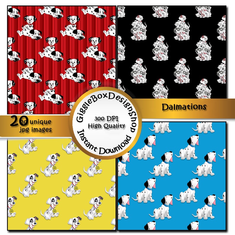 101 Dalmations Digital Paper Pack Scrapbook Paper - Etsy