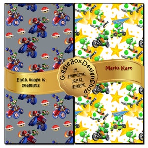 Mario Kart Seamless Design Formatted for 12 X 12 by Giggleboxdesignshop ...