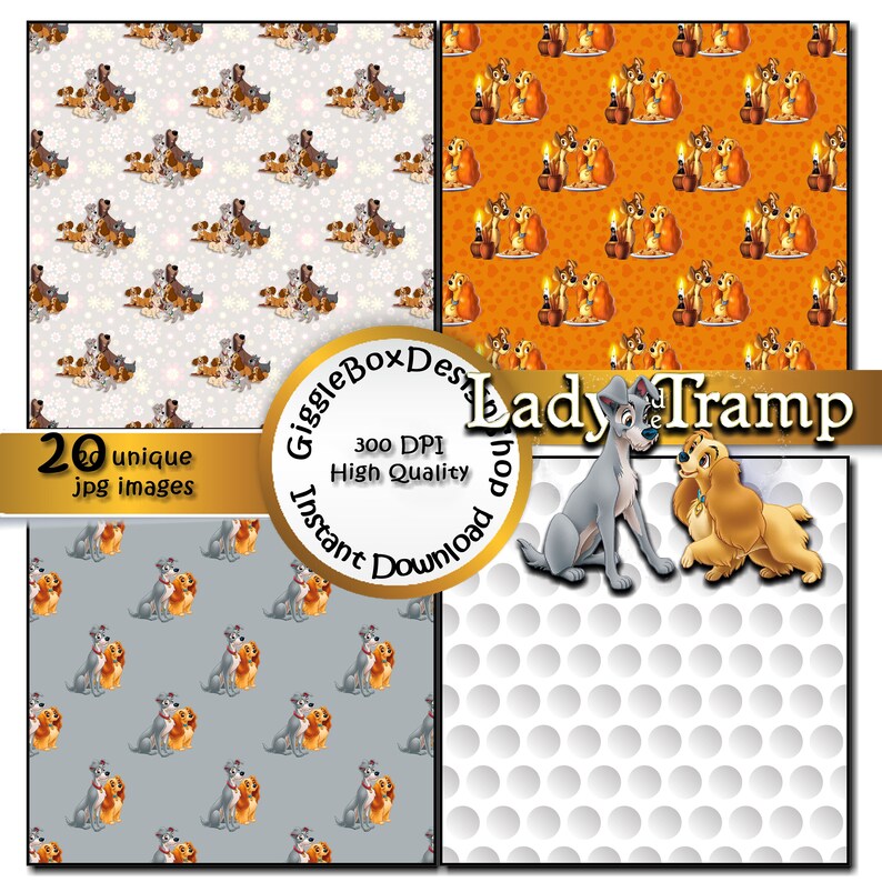 Lady and the Tramp Party Printable Stationary Card Making - Etsy