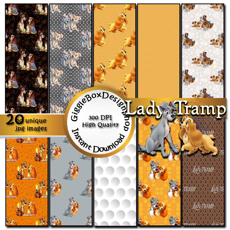 Lady and the Tramp Party Printable Stationary Card Making - Etsy