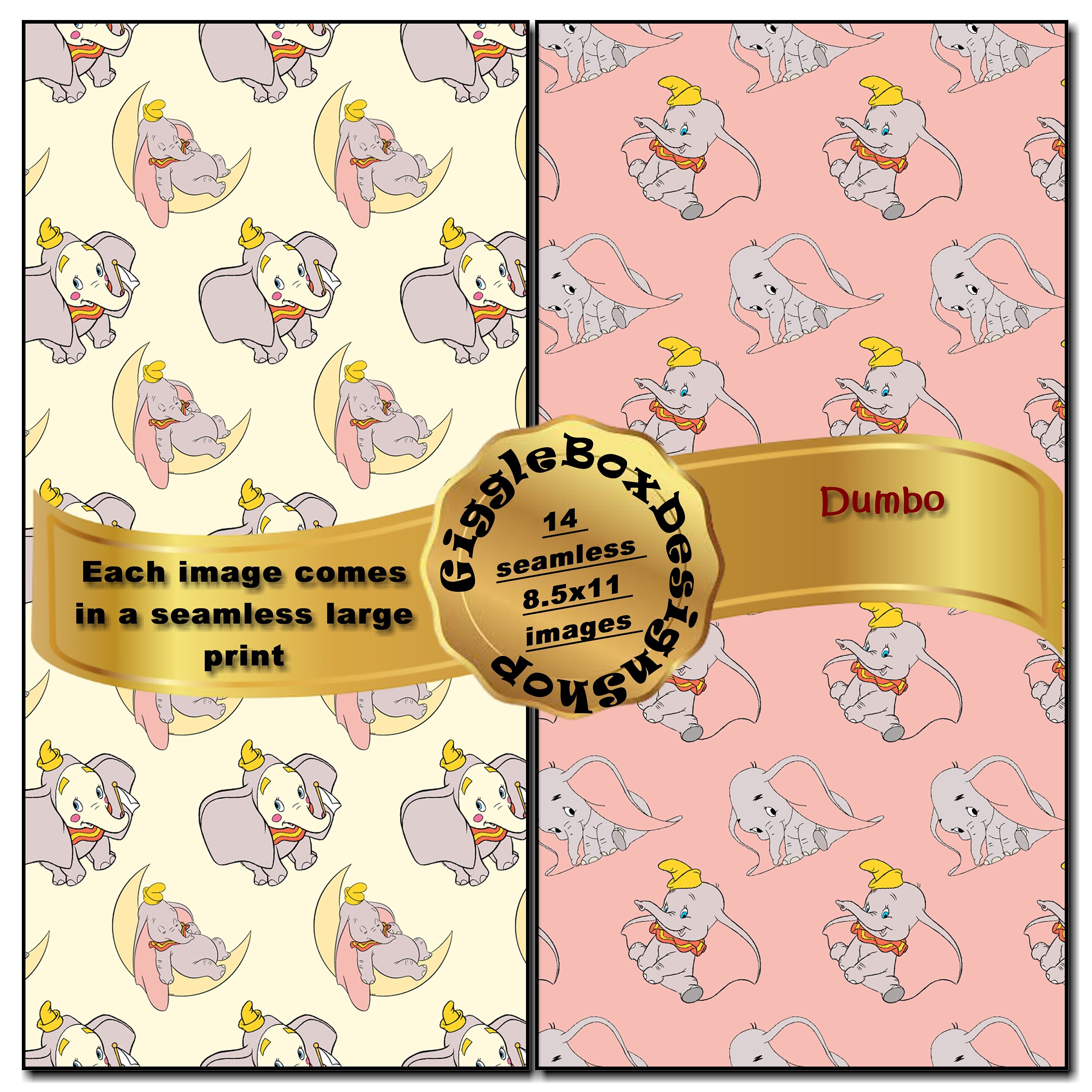 Dumbo Seamless Party Printable Stationary Cards Digital | Etsy