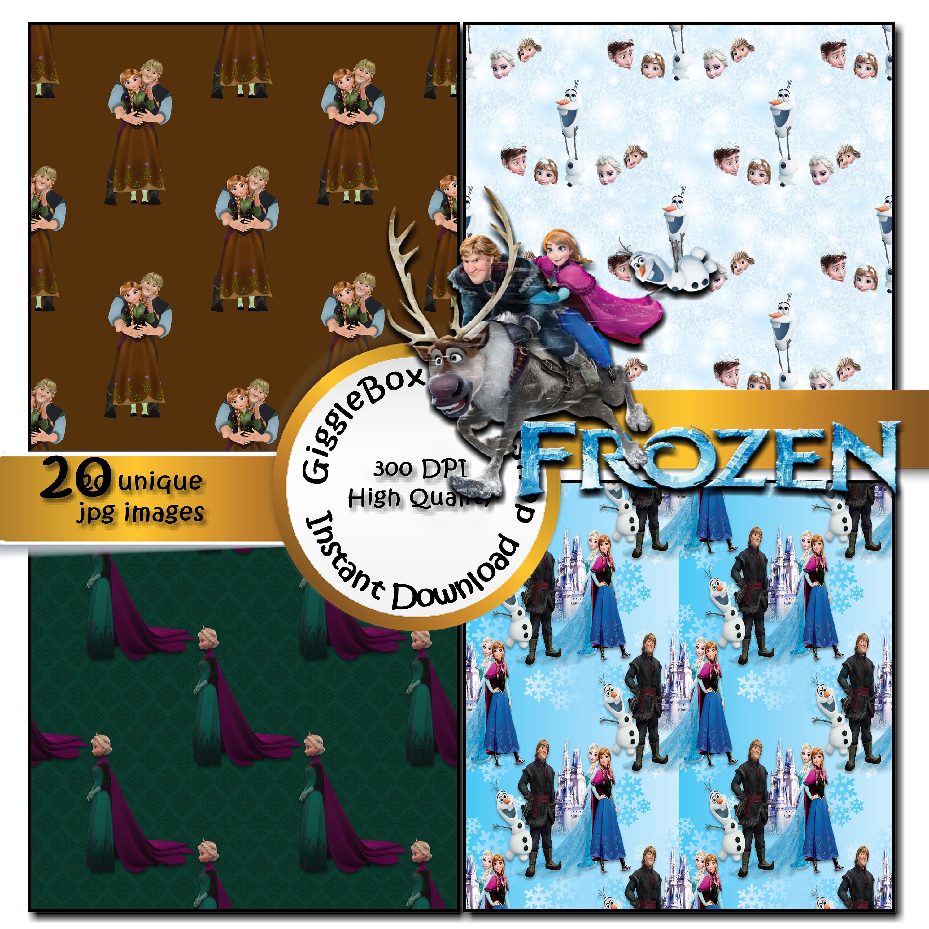 Frozen Seamless Party Printable Stationary Card Making | Etsy