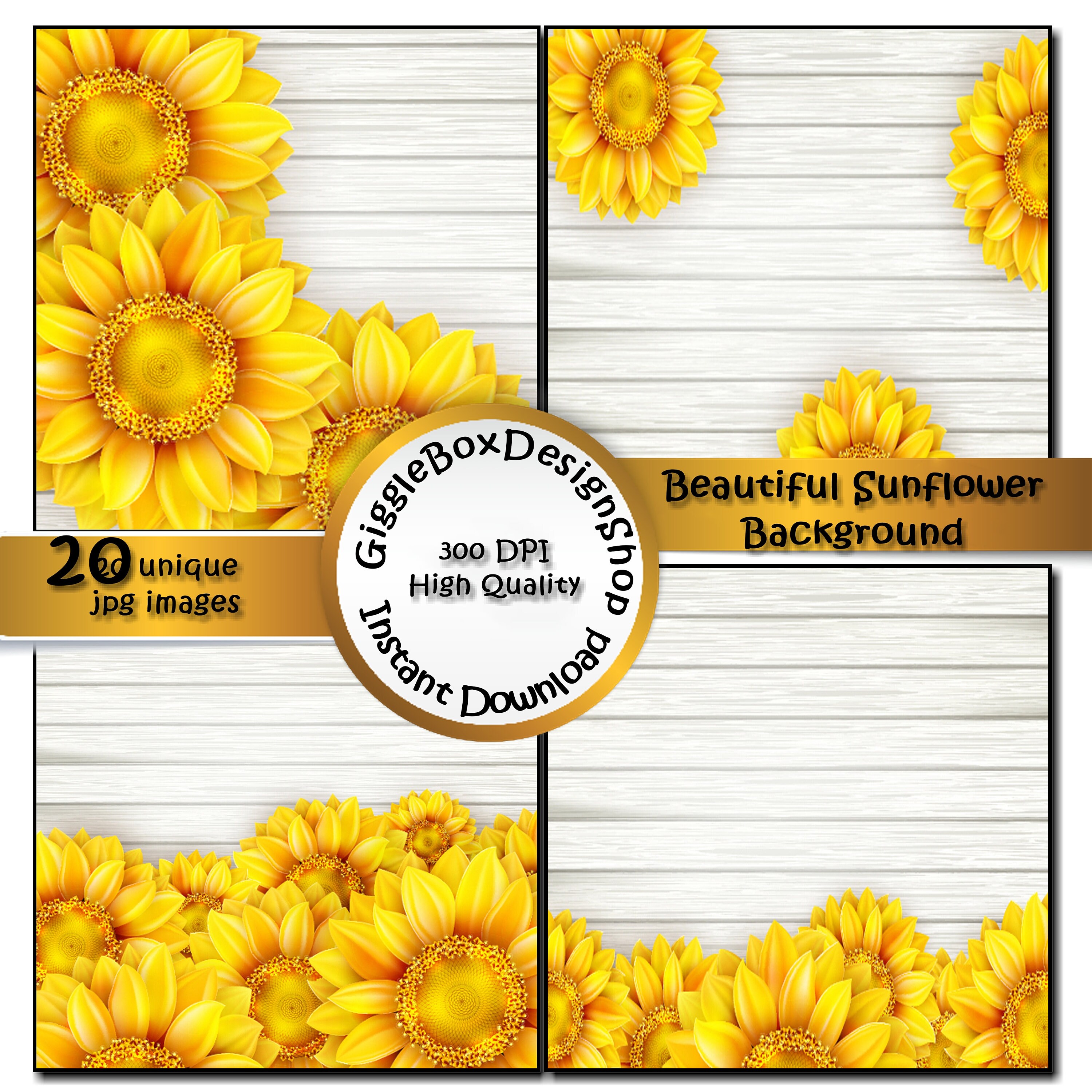 Sunflower Digital Paper Pack card making Party Printable | Etsy