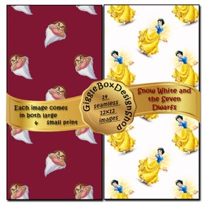 Snow White and the Seven Dwarfs Seamless Design Formatted for 12 X 12 ...