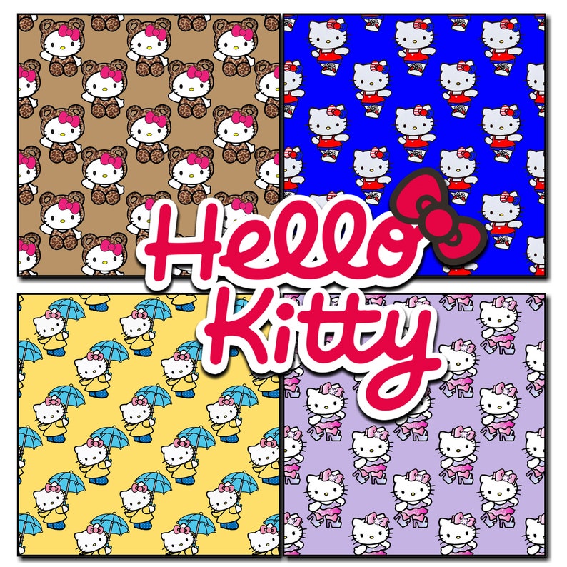 Hello Kitty Seamless digital paper pack scrapbook paper | Etsy