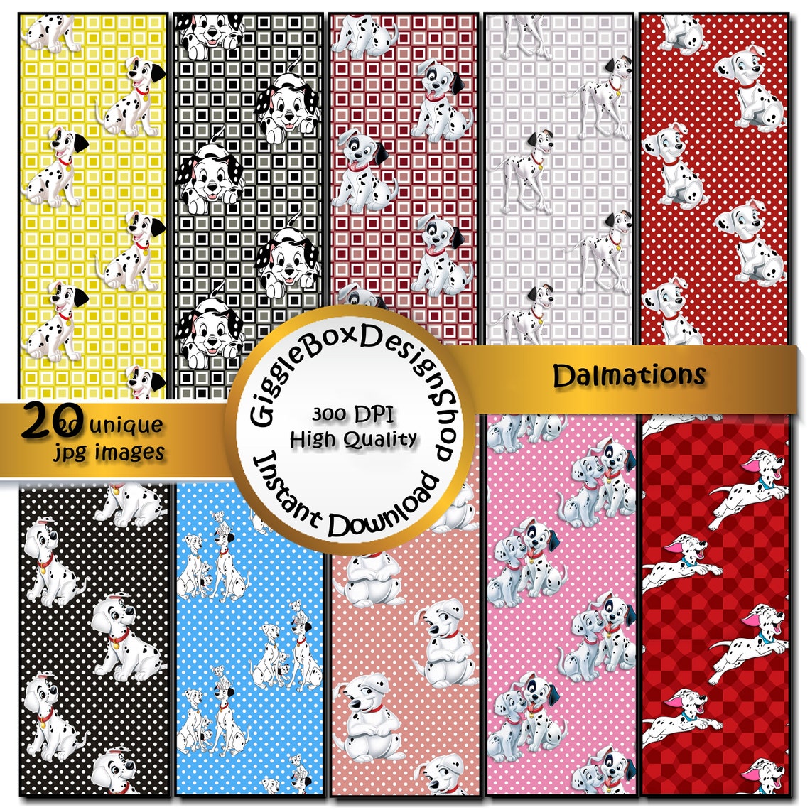 101 Dalmations Digital Paper Pack Scrapbook Paper | Etsy
