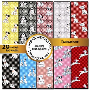 101 Dalmations, Digital Paper Pack, Scrapbook Paper, Stationary ...