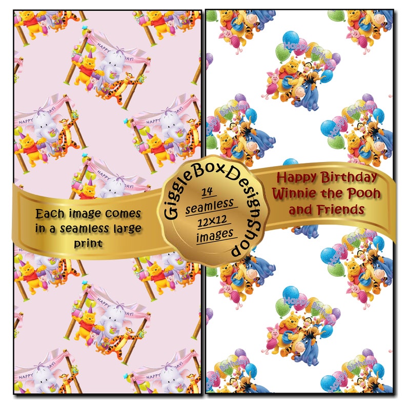 Happy Birthday Winnie the Pooh Seamless Party Printable - Etsy