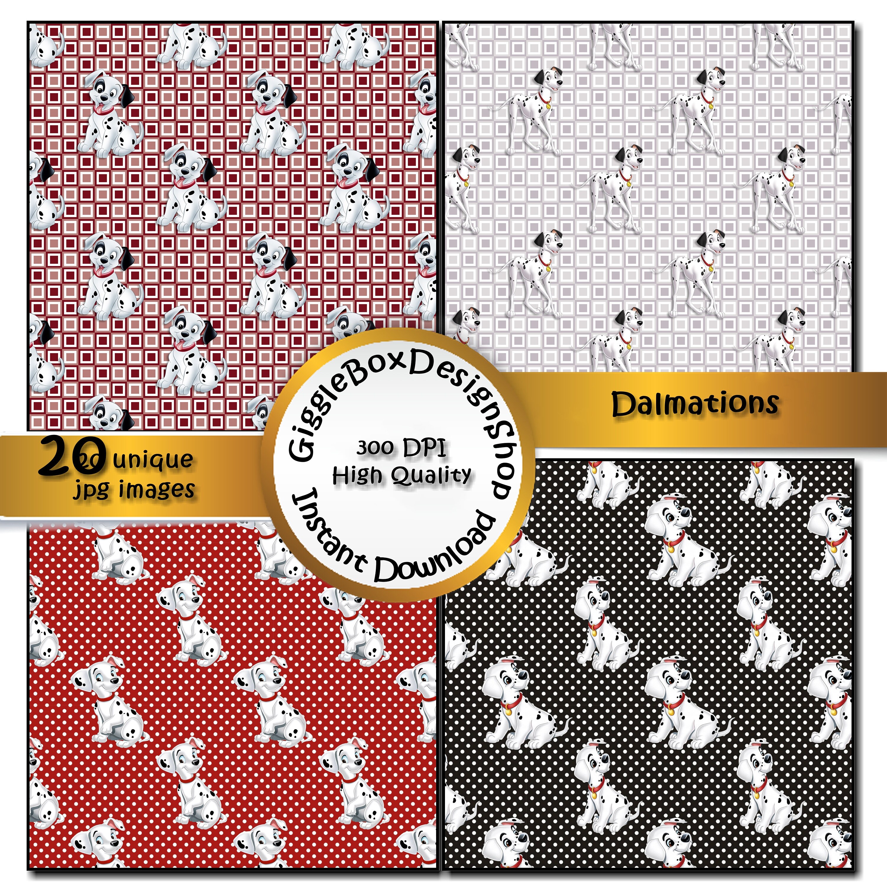 101 Dalmations Digital Paper Pack Scrapbook Paper | Etsy