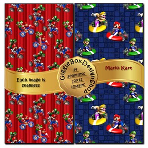 Mario Kart Seamless Design Formatted for 12 X 12 by Giggleboxdesignshop ...