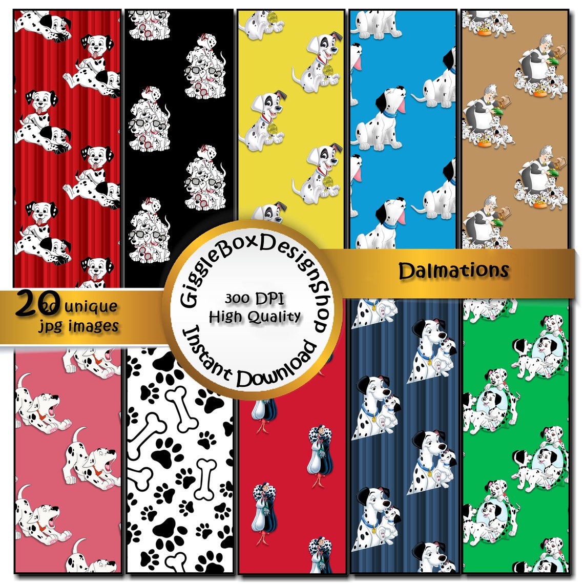 101 Dalmations Digital Paper Pack Scrapbook Paper | Etsy