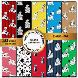 101 Dalmations, Digital Paper Pack, Scrapbook Paper, Stationary ...