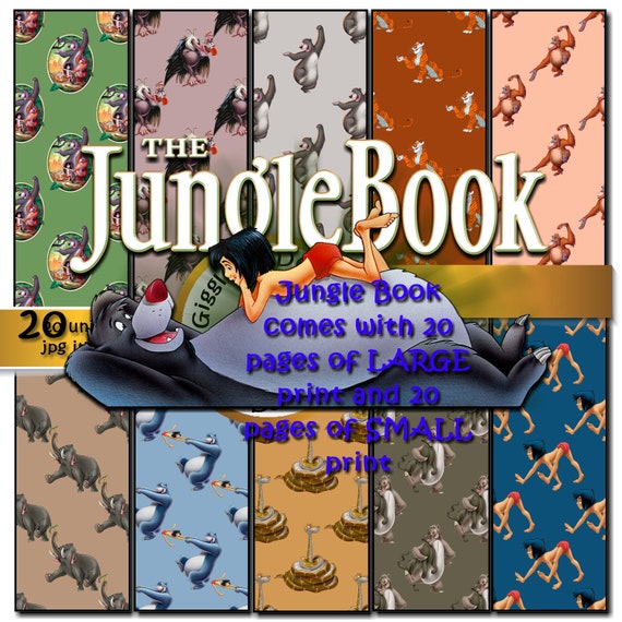 The Jungle Book Seamless Party Printable Stationary card | Etsy