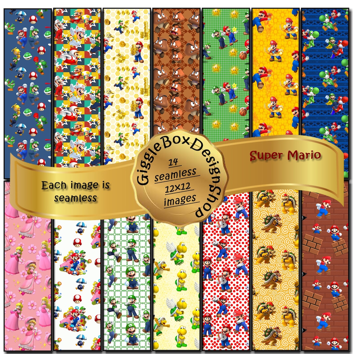 Super Mario Seamless Design Formatted for 12 X 12 by - Etsy