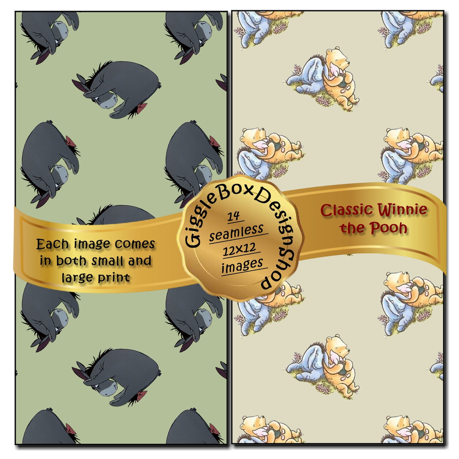 Classic Winnie the Pooh Seamless Design Formatted for 12 X | Etsy