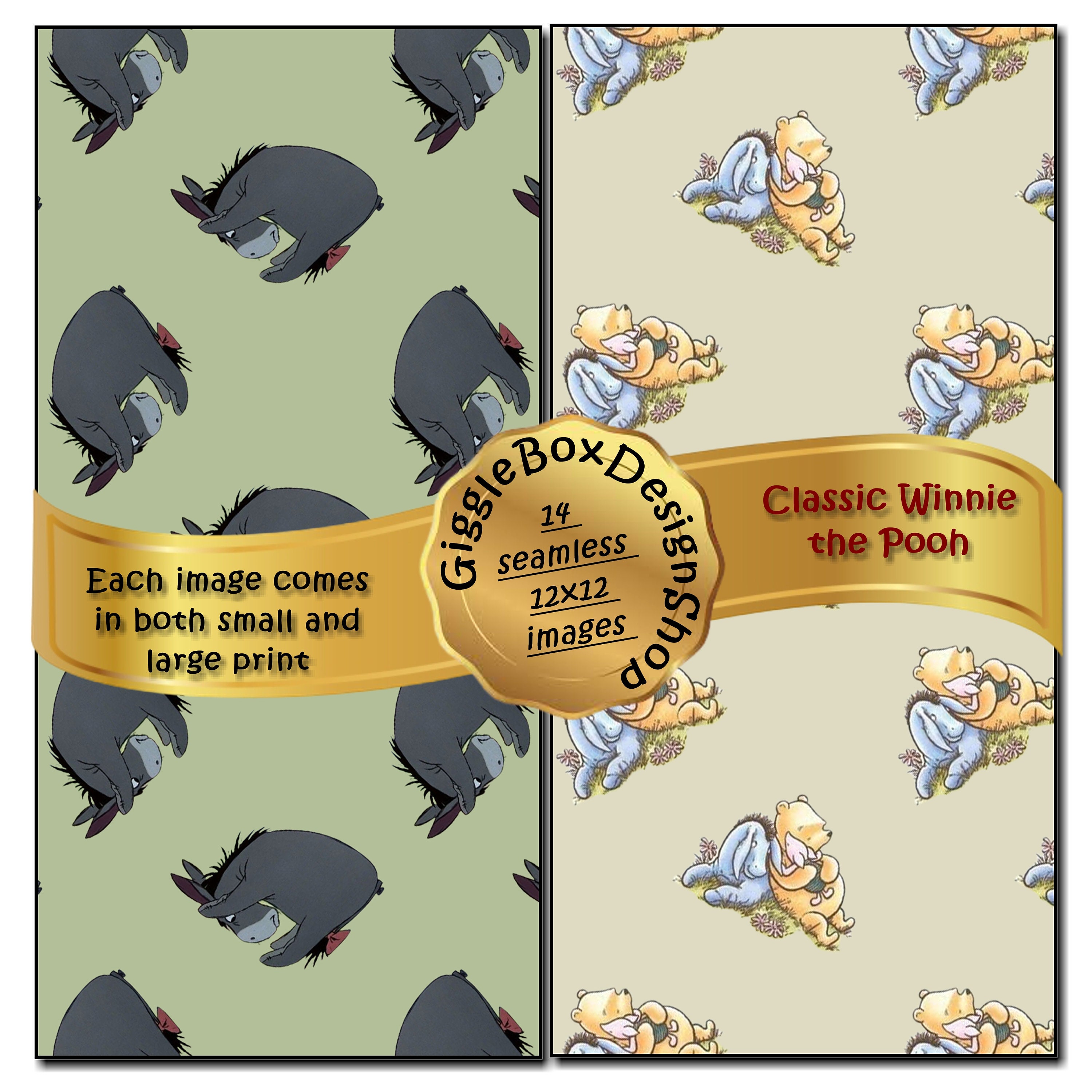 Classic Winnie the Pooh Seamless Design Formatted for 12 X | Etsy