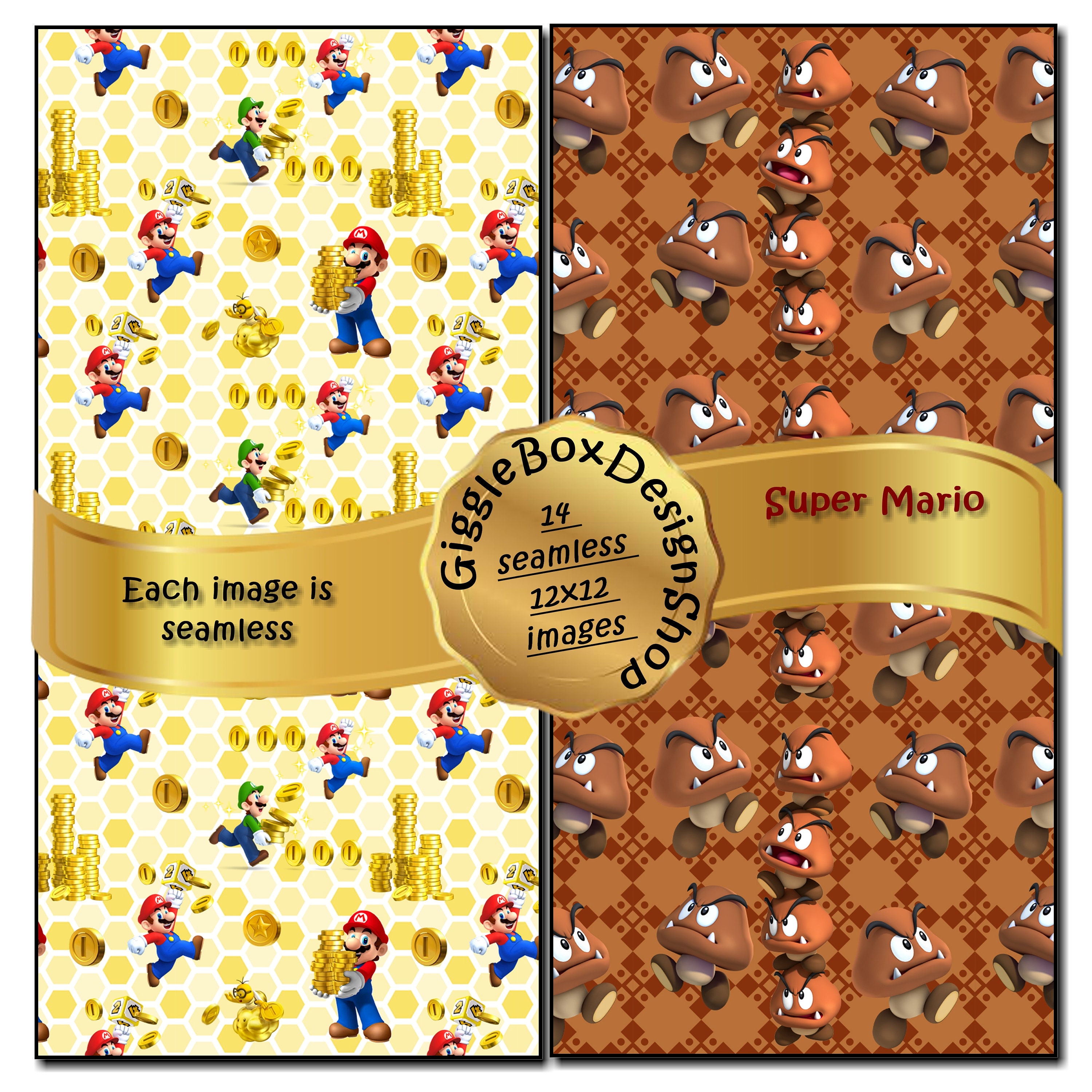 Super Mario Seamless Design Formatted for 12 X 12 by - Etsy