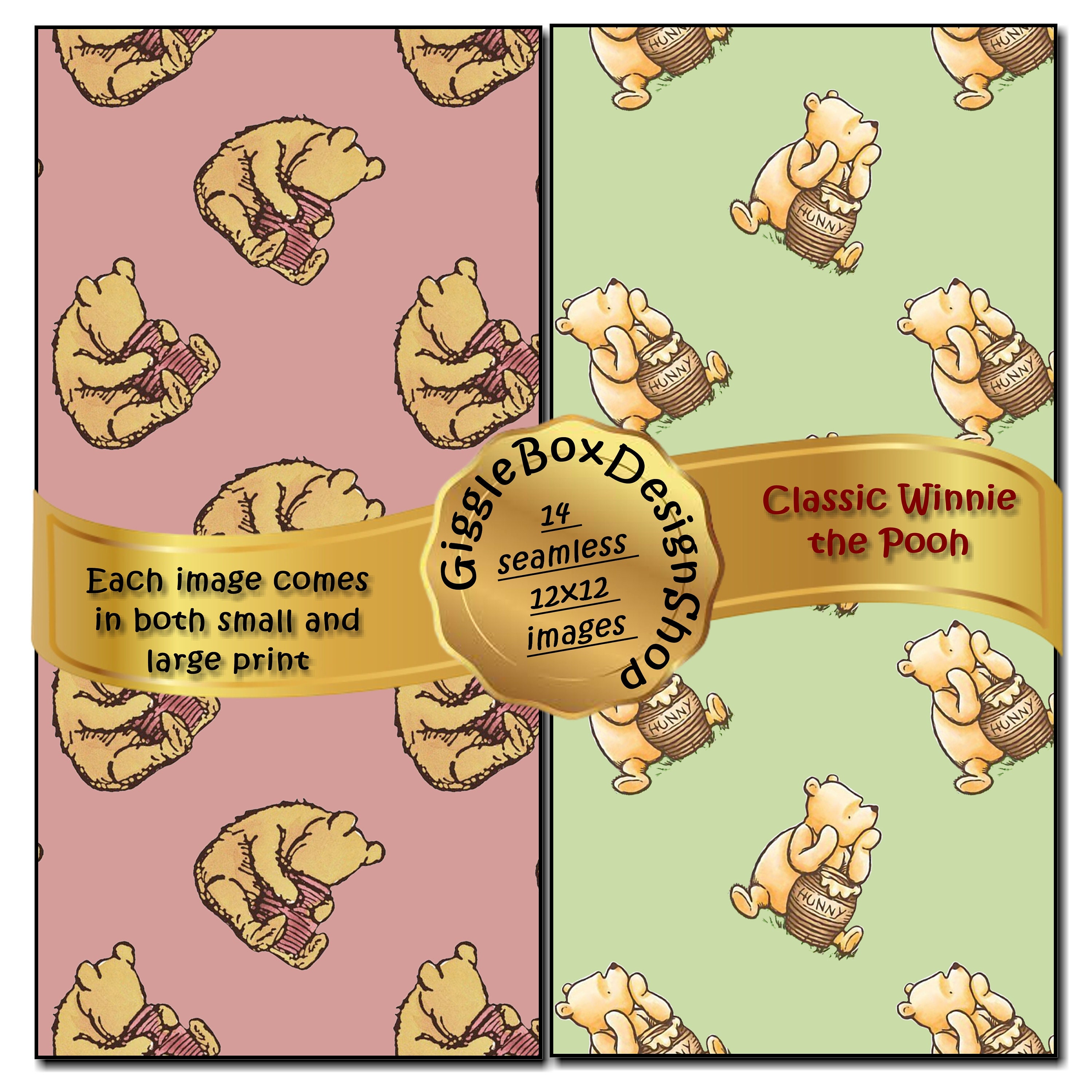 Classic Winnie the Pooh Seamless Design Formatted for 12 X | Etsy