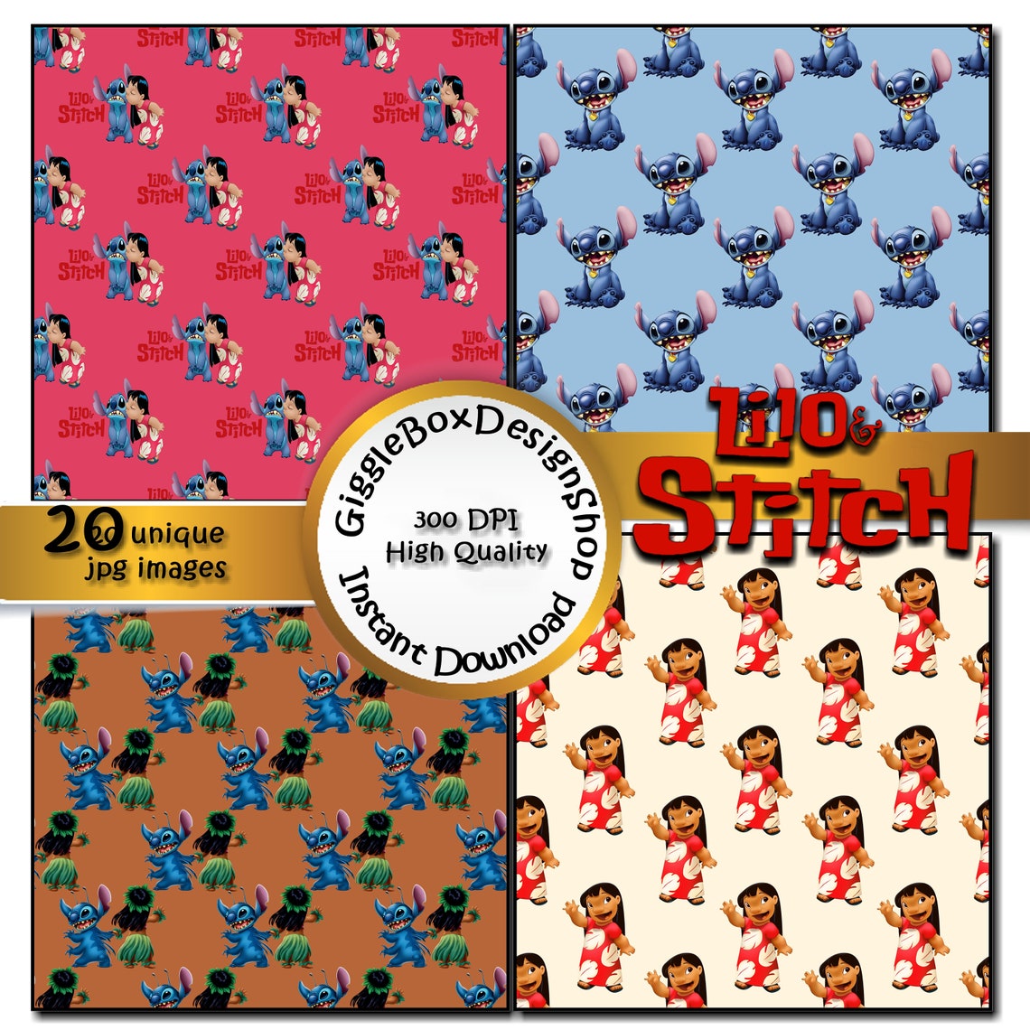 Lilo & Stitch Seamless Digital Paper Pack Scrapbook Paper - Etsy