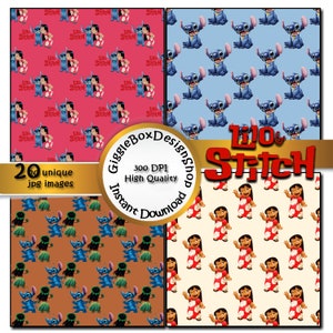 Lilo & Stitch Seamless , Digital Paper Pack, Scrapbook Paper Wrapping ...