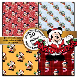 Merry Christmas Mickey and Friends Seamless Party Printable, Stationary ...