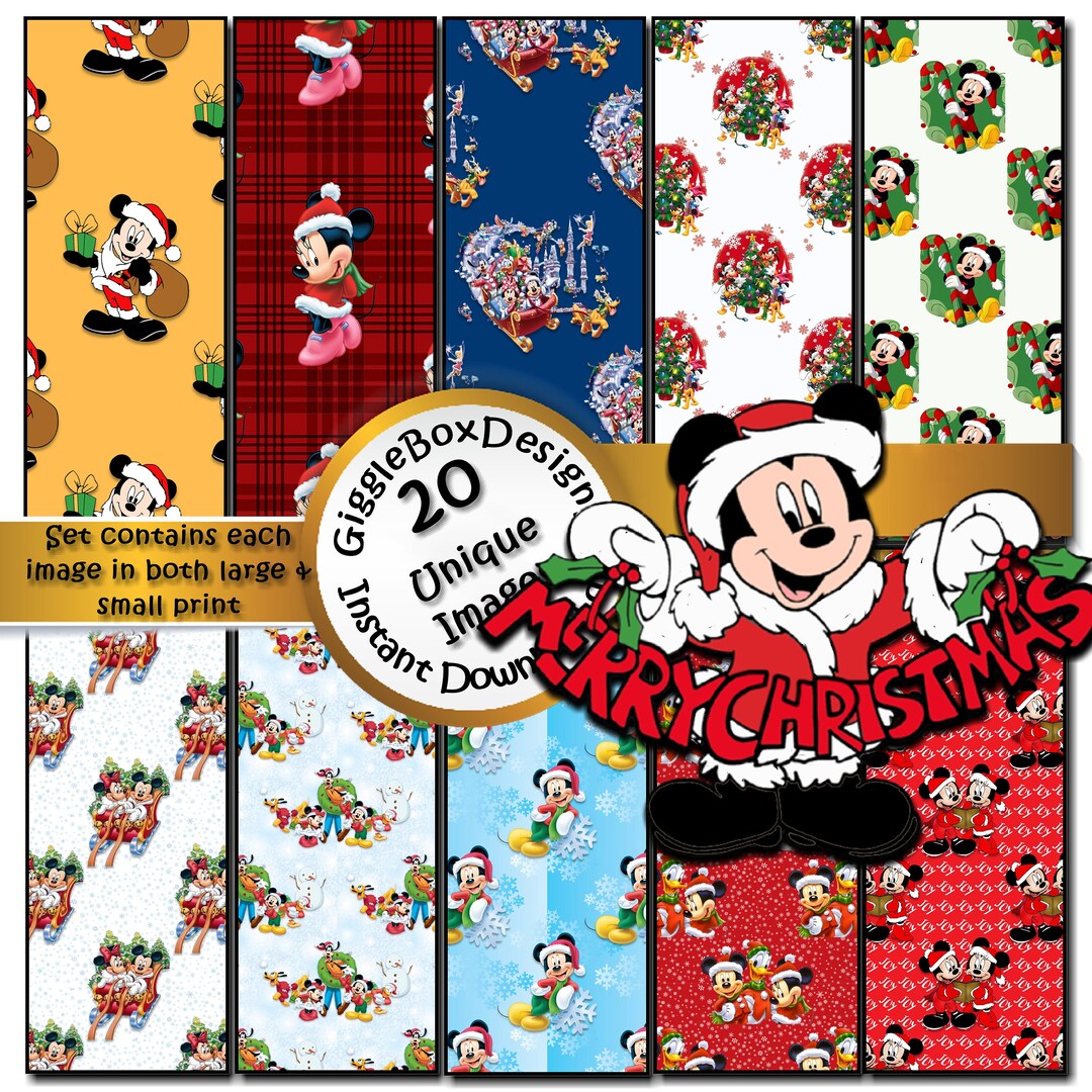 Merry Christmas Mickey and Friends Seamless Party Printable, Stationary ...