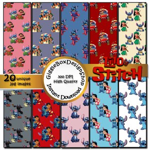 Lilo & Stitch Seamless , Digital Paper Pack, Scrapbook Paper Wrapping ...