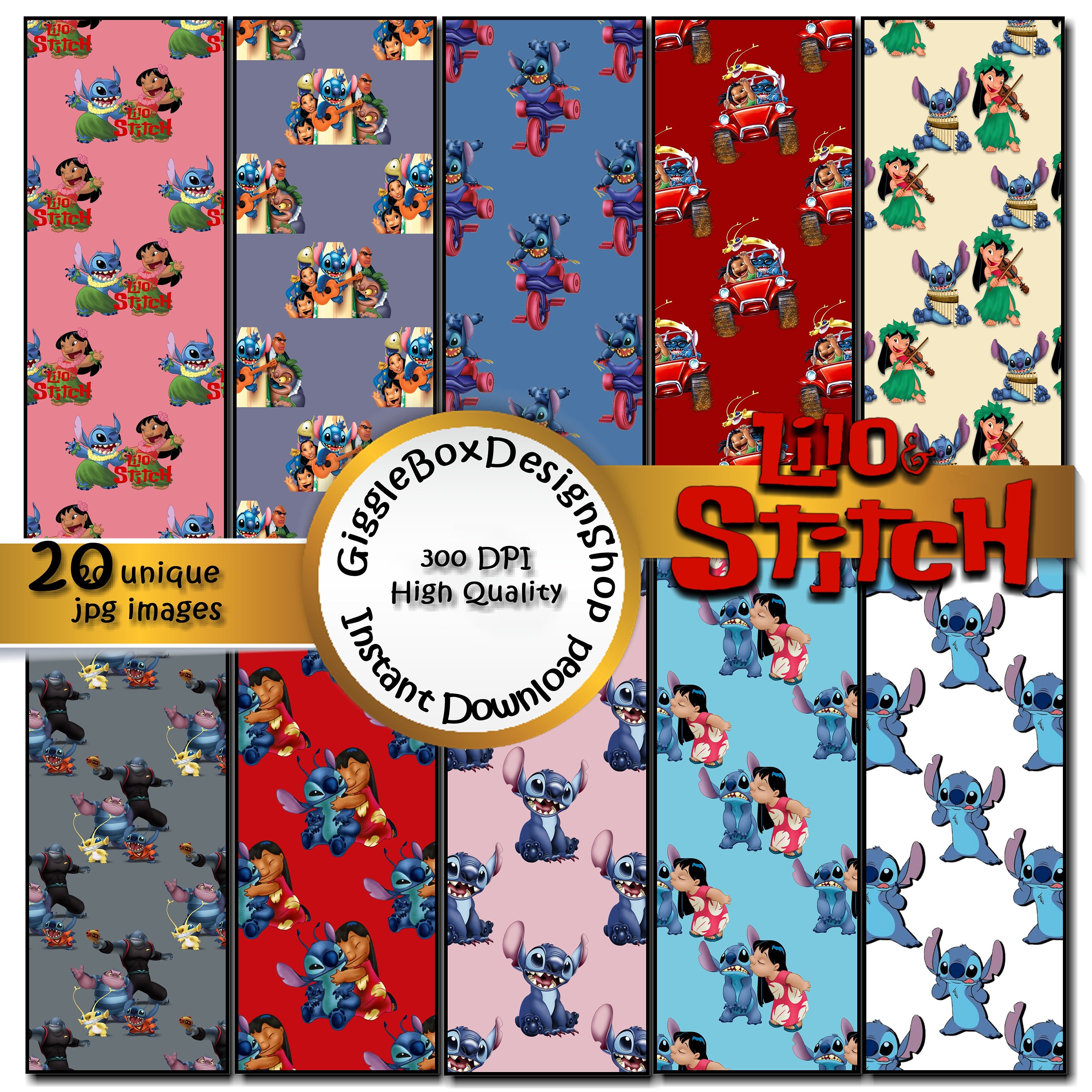 Lilo & Stitch Seamless Digital Paper Pack Scrapbook Paper - Etsy