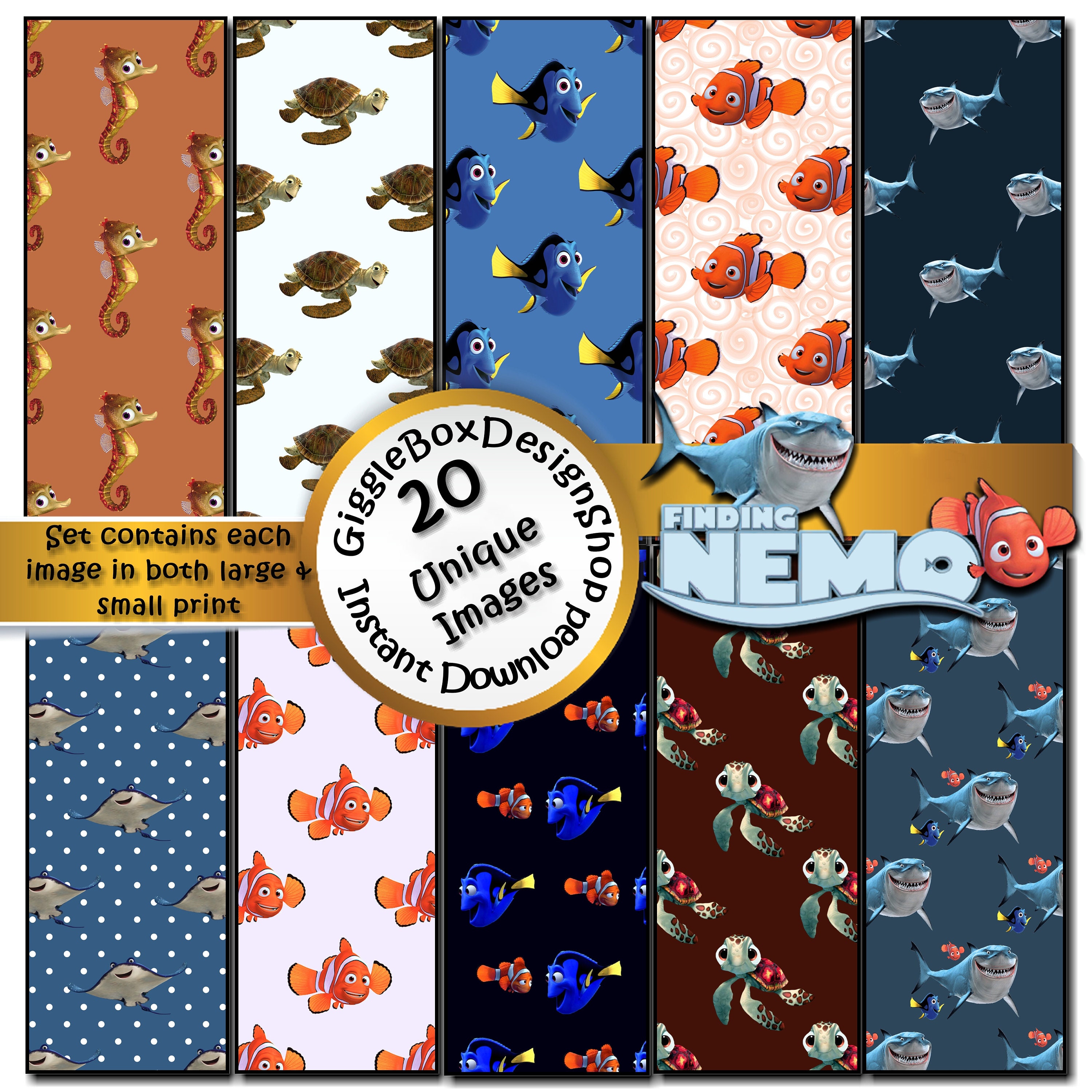 Finding Nemo Seamless Party Printable Stationary Cards - Etsy