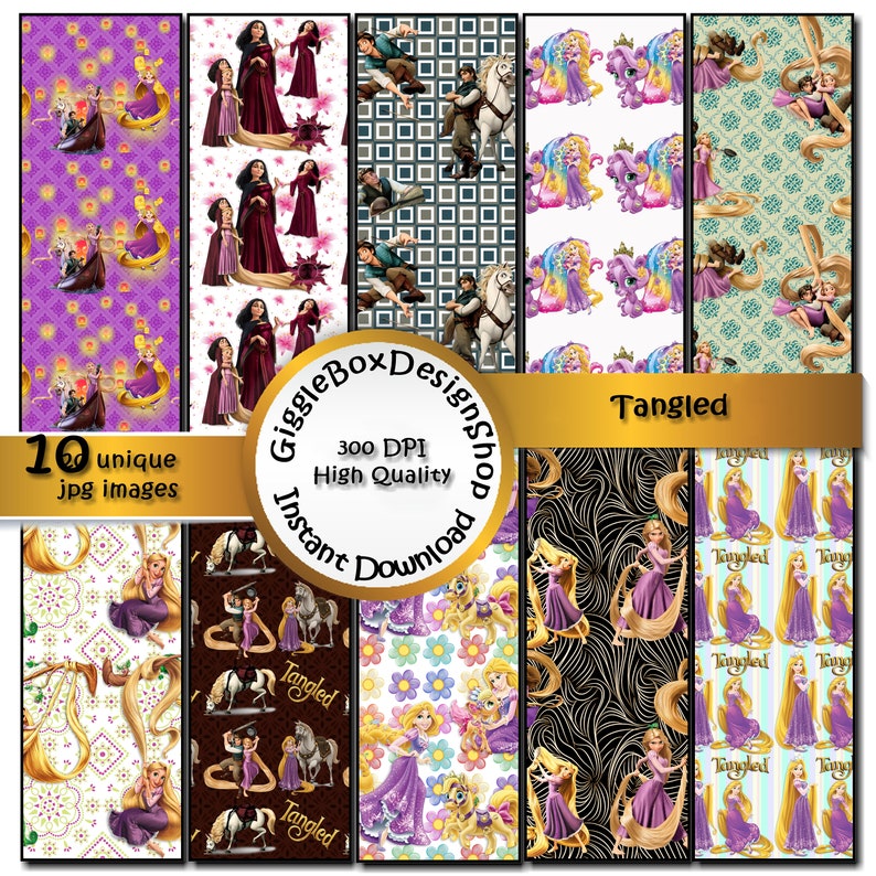 Tangled Digital Paper Pack Scrapbook Paper Wrapping Paper | Etsy