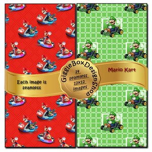 Mario Kart Seamless Design Formatted for 12 X 12 by Giggleboxdesignshop ...