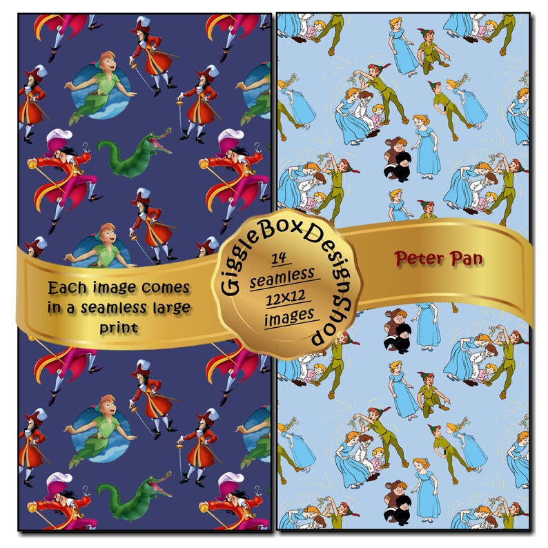 Peter Pan Seamless Party Printable Stationary Card Making - Etsy