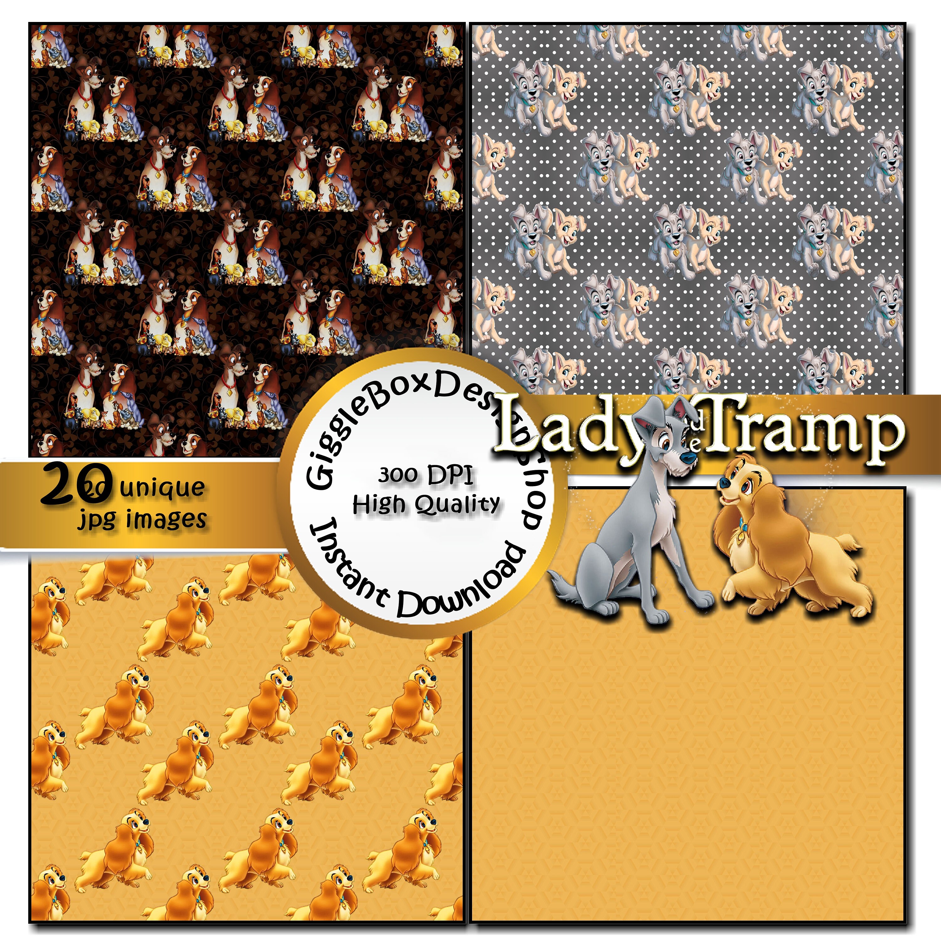 Lady and the Tramp Party Printable Stationary Card Making - Etsy