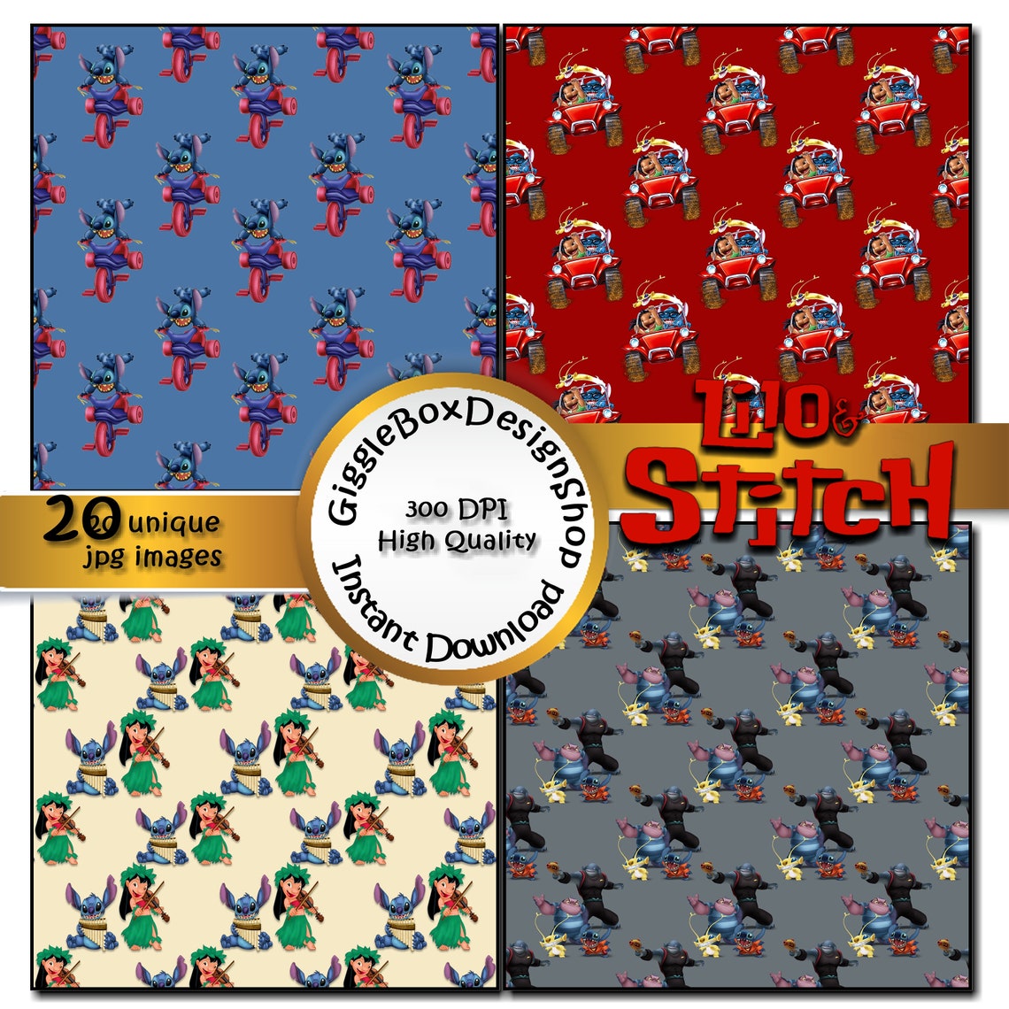 Lilo & Stitch Seamless Digital Paper Pack Scrapbook Paper - Etsy