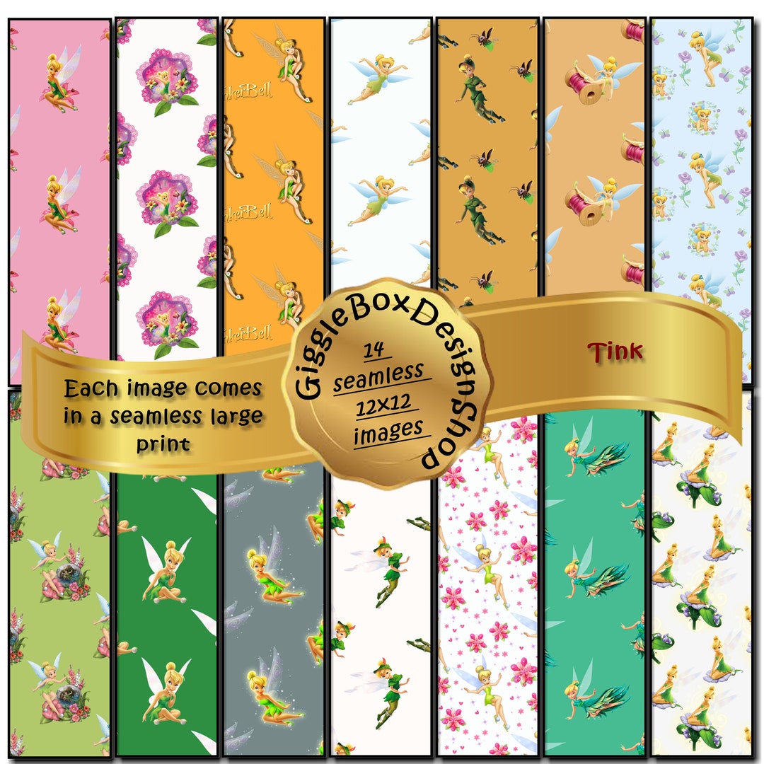 Tinkerbell Seamless Party Printable, Stationary, Cards, Digital Paper ...