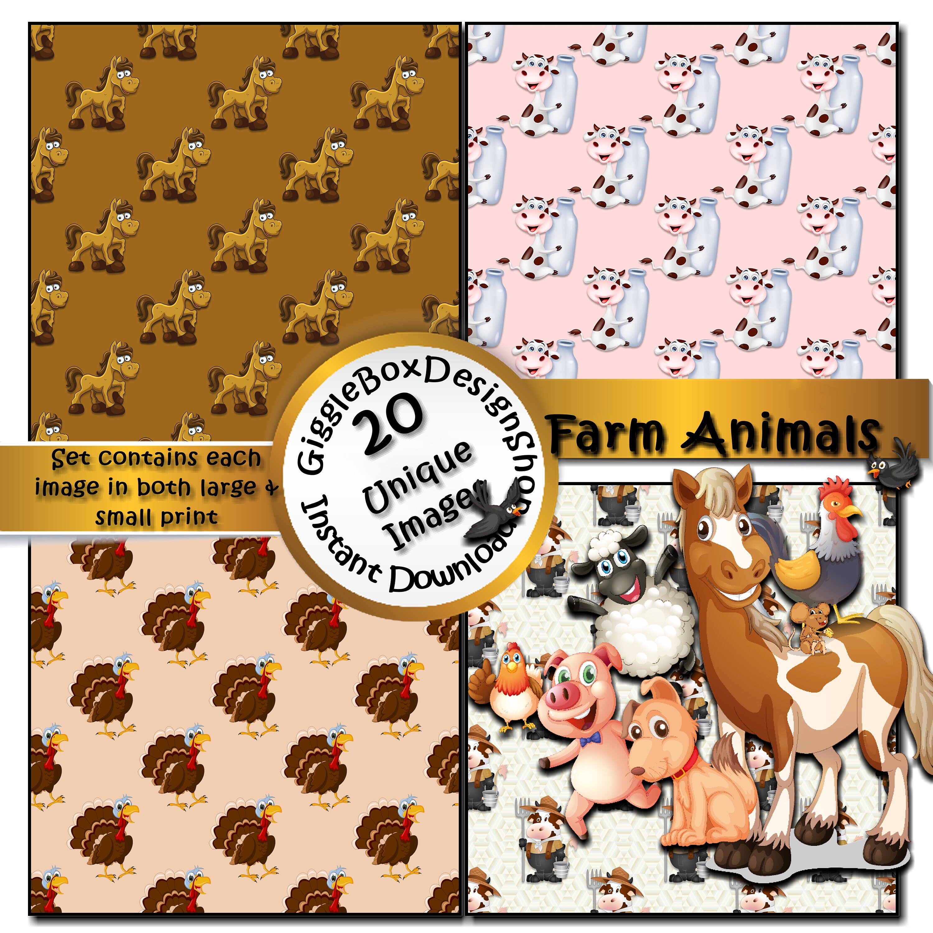 Farm Animals Party Printable Stationary Card Making Digital | Etsy