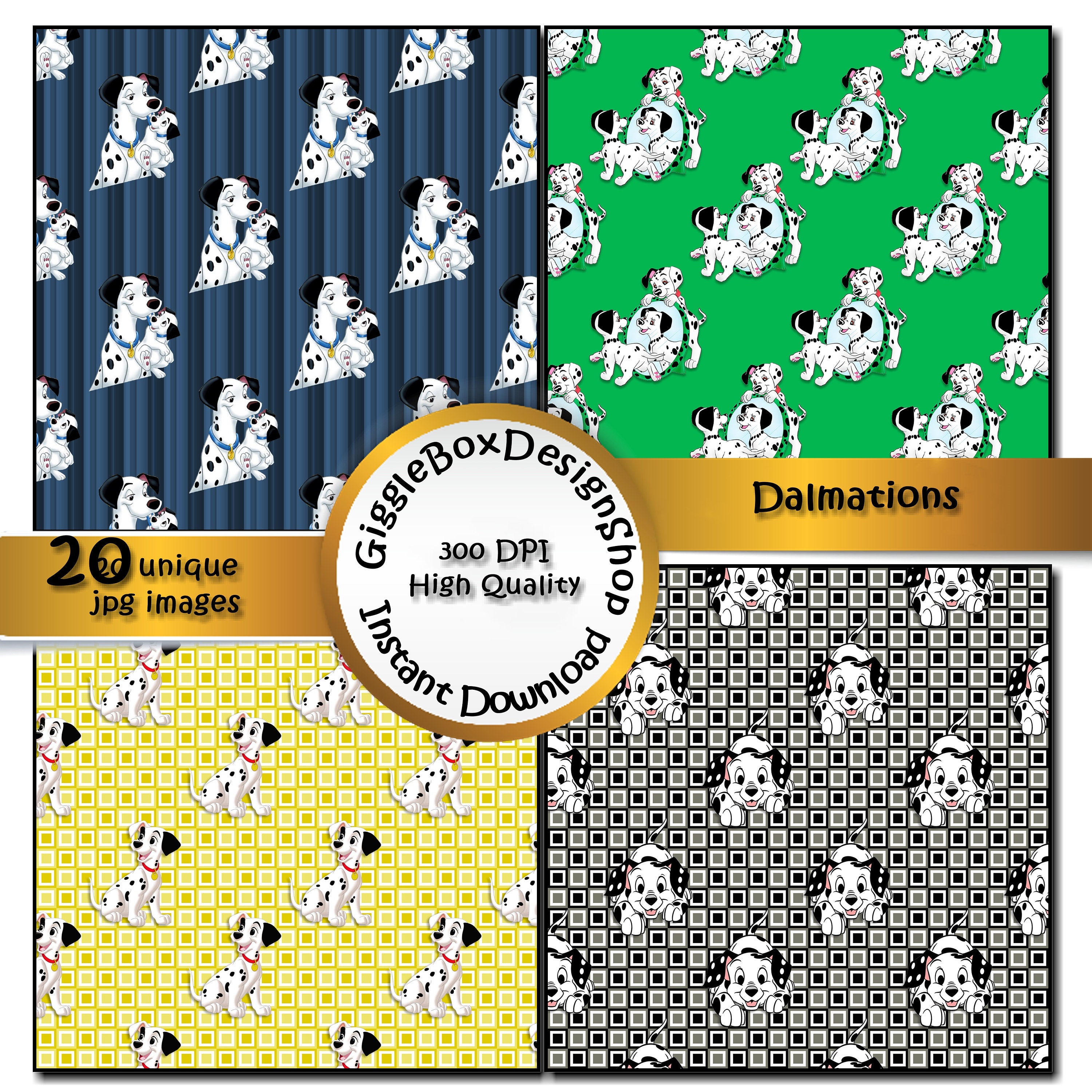 101 Dalmations Digital Paper Pack Scrapbook Paper | Etsy