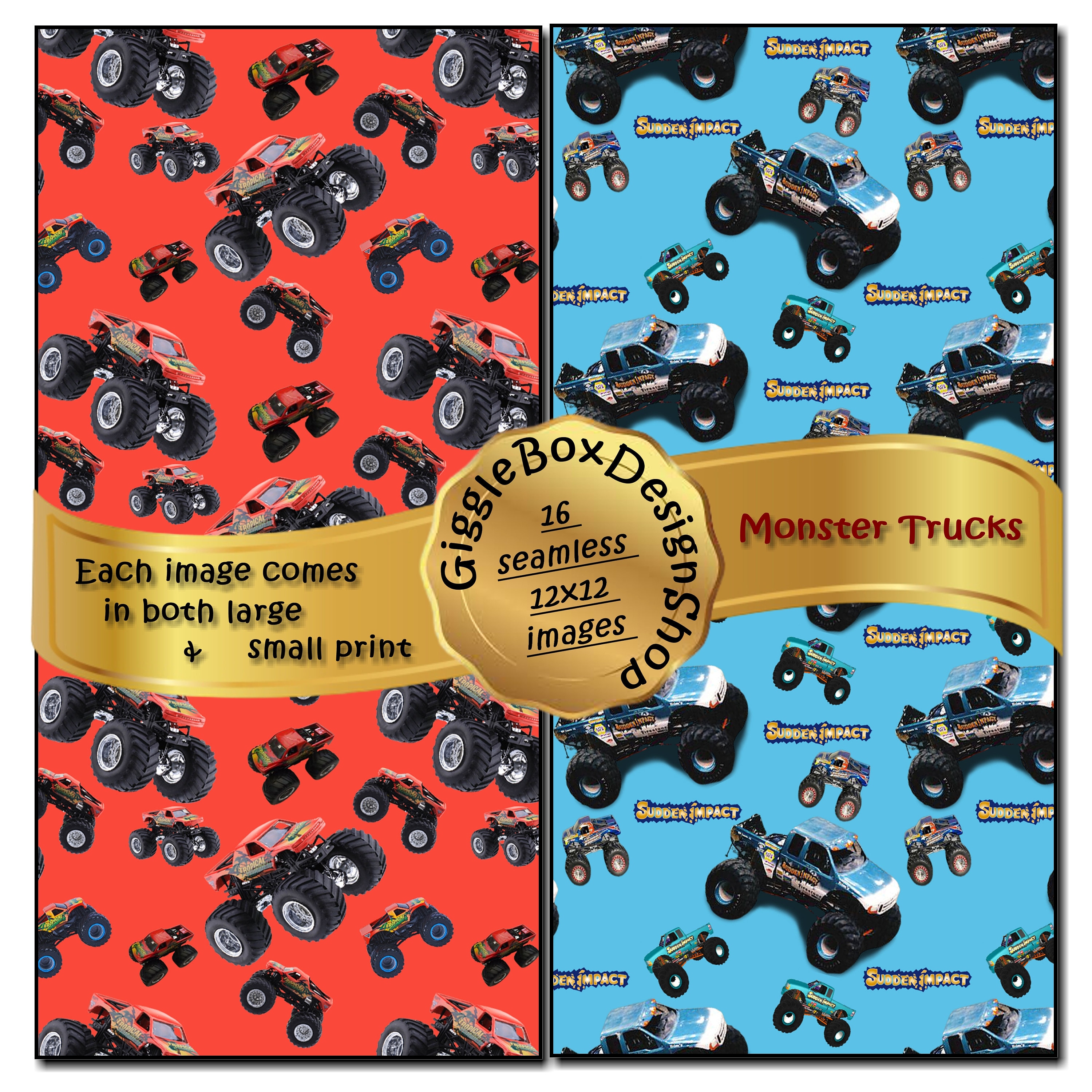Monster Truck Monster Jam Seamless Sized for 12x12 - Etsy Canada